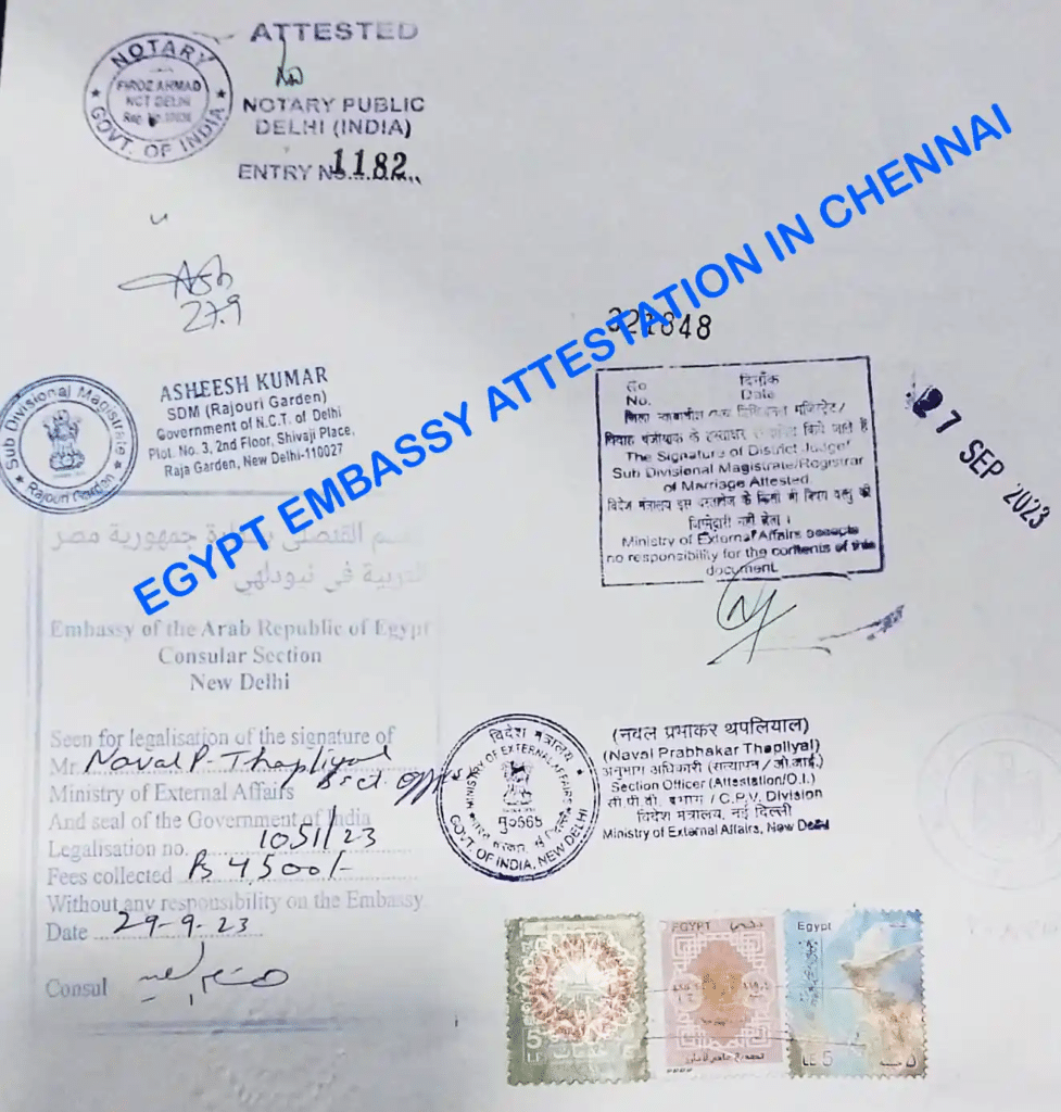 Egypt Embassy Attestation in Chennai |Egypt document attestation